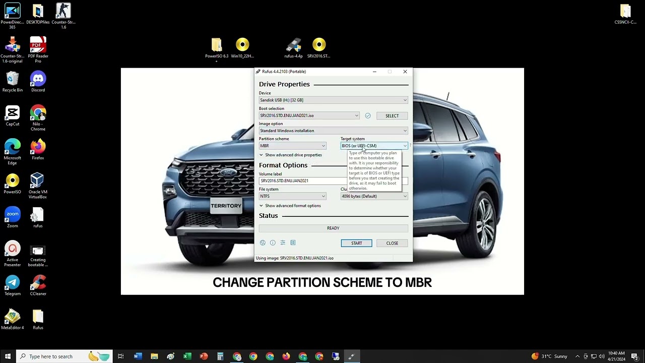 Creating Bootable Windows Server 2016 Installer using RUFUS