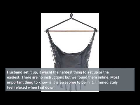 Patio Watcher Oversized Hammock Chair Hanging Rope Swing Seat with 2 Cushions and Hardware Kits