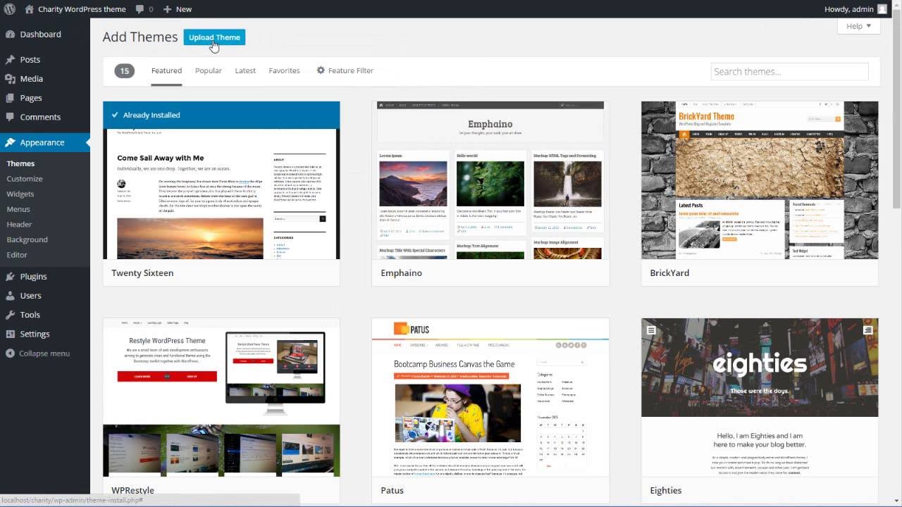 Charity WordPress theme - Charity WP : Upload and install theme
