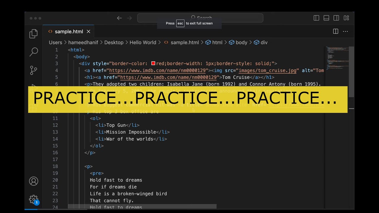 Practice Practice Practice | HTML/CSS