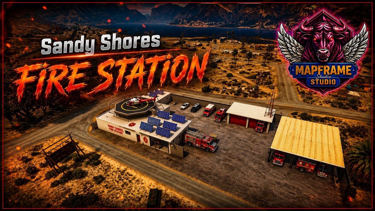 Sandy Shores Fire Station & Firetrucks Upgrading in GTA 5/Fivem MLO/ Fire Department MLO