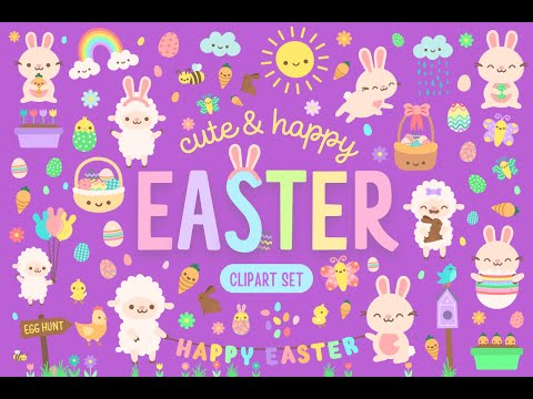 Happy Easter SVG/PNG Graphics with Cute Bunnies