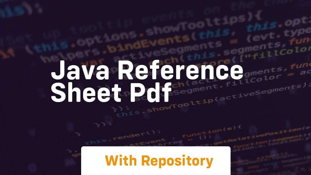 java reference sheet pdf