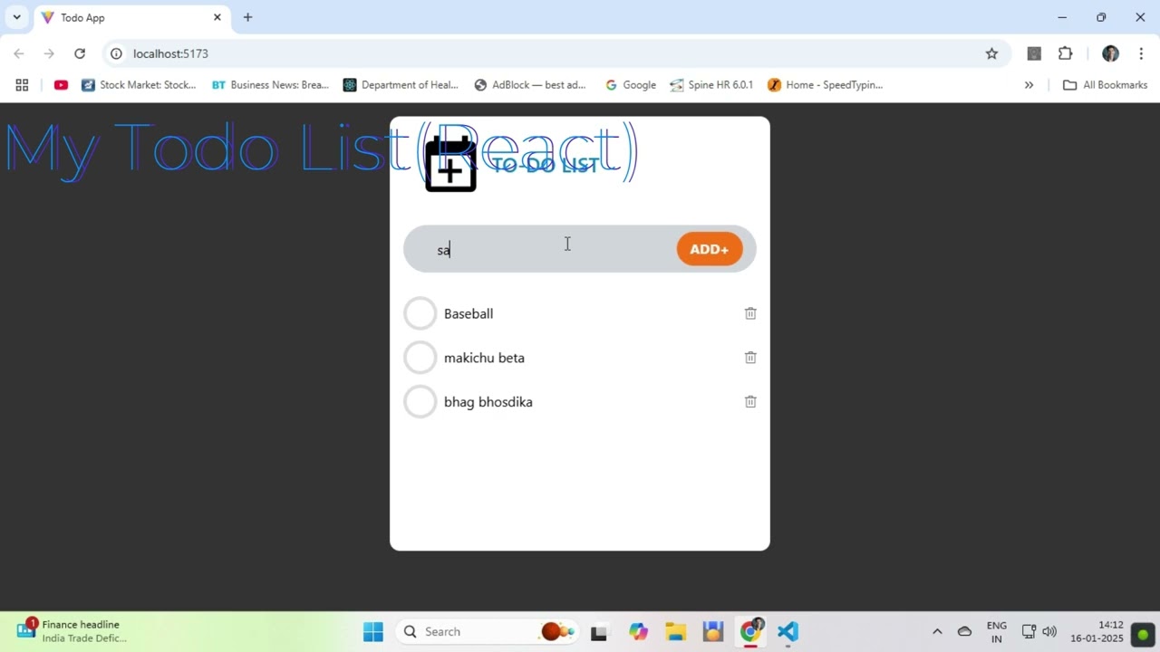 Todo List using// (React and Tailwind CSS)//CSE