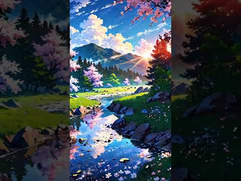 🌸✨4K Anime Valley Wallpaper|Serene Nature Inspired by Rumiko Takahashi #lofianimesleep #wallpaper