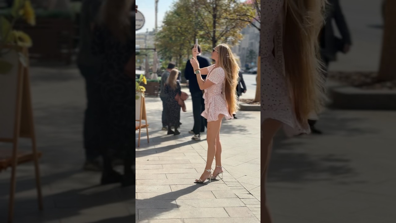 Walking in a mini dress 👗