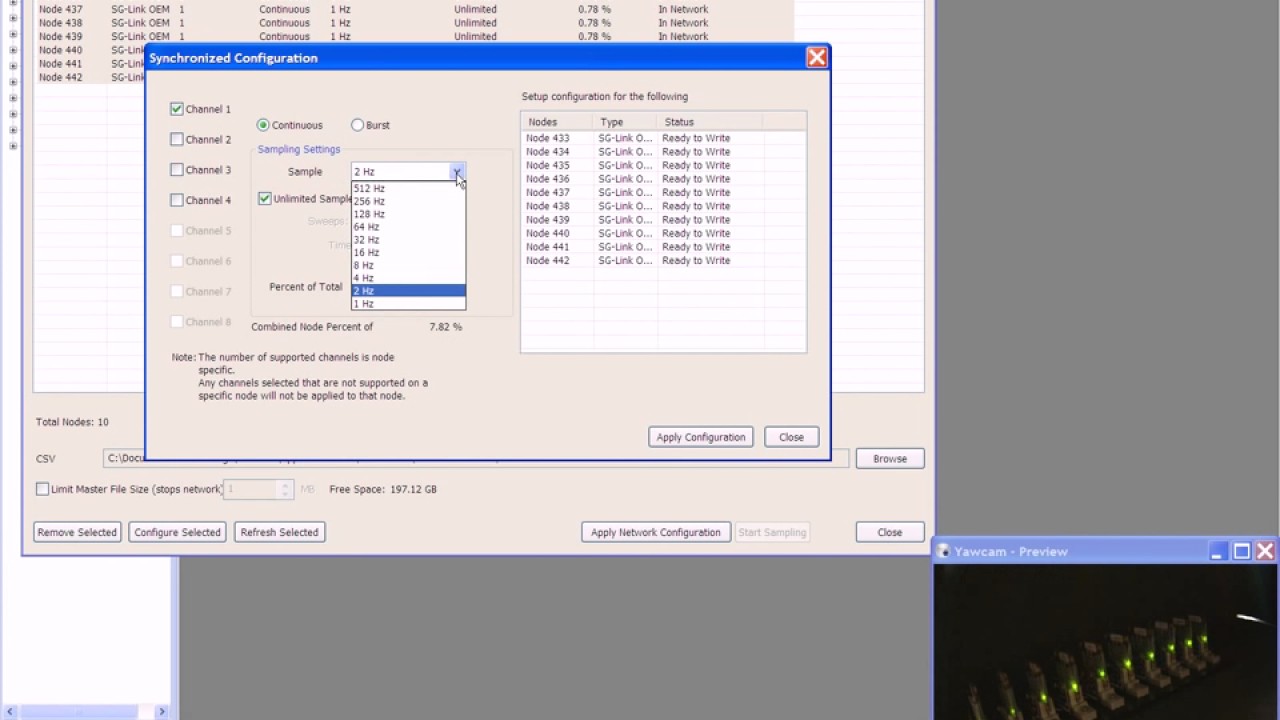 MicroStrain's Node Commander 2.0  Synchronized Sampling Continuous Demo