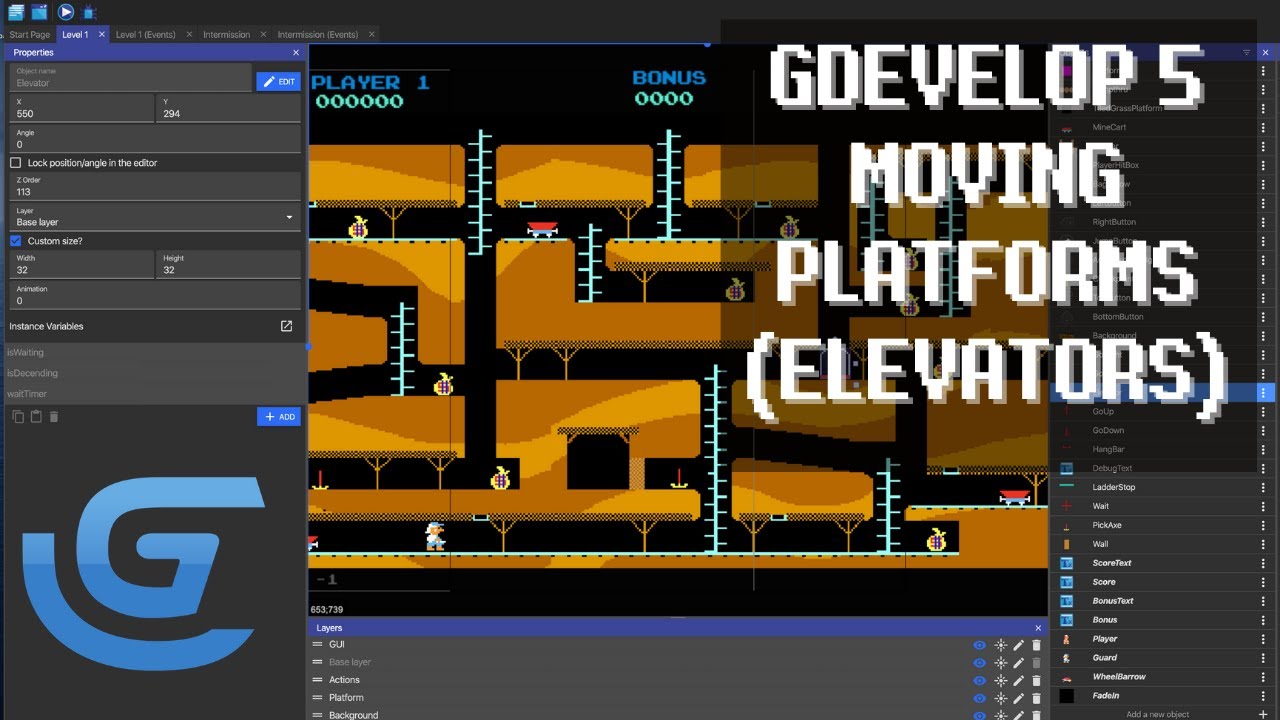 GDevelop 5 Moving Platforms (Elevators & Lifts)