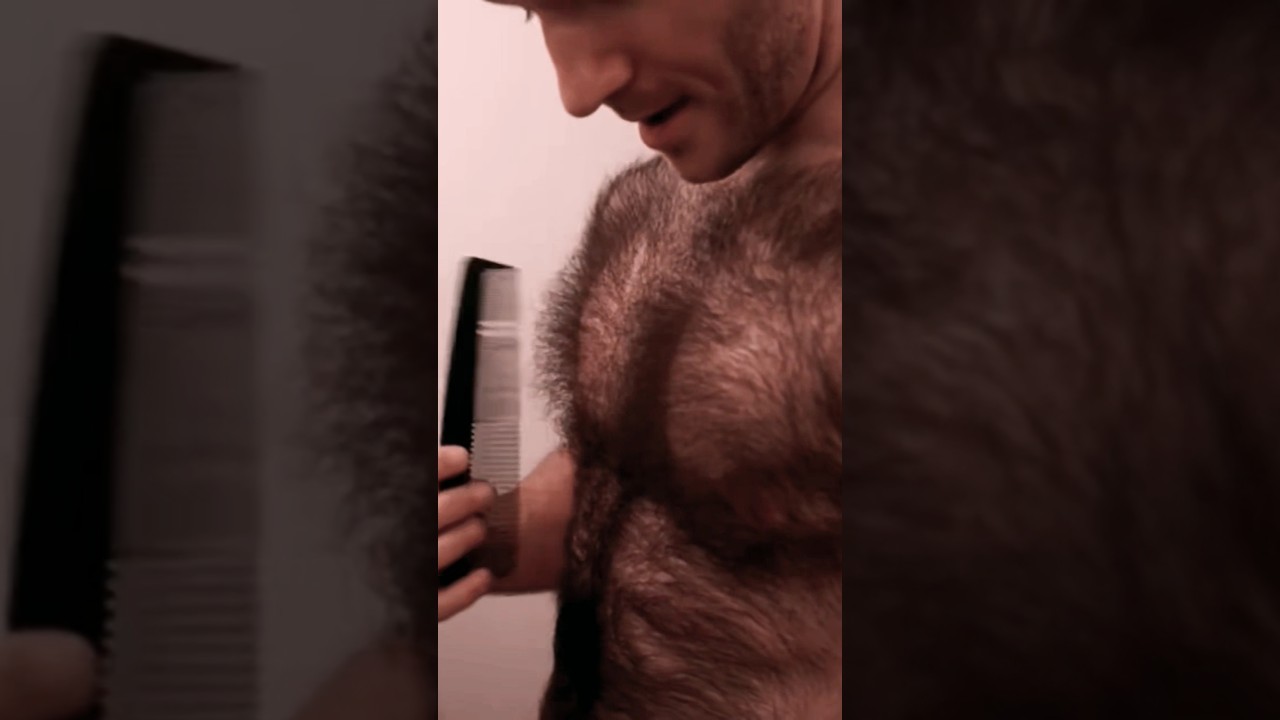 Combing and puffing out my chest hair. It's HUGE! 🚨 #funny #hair #masculinity