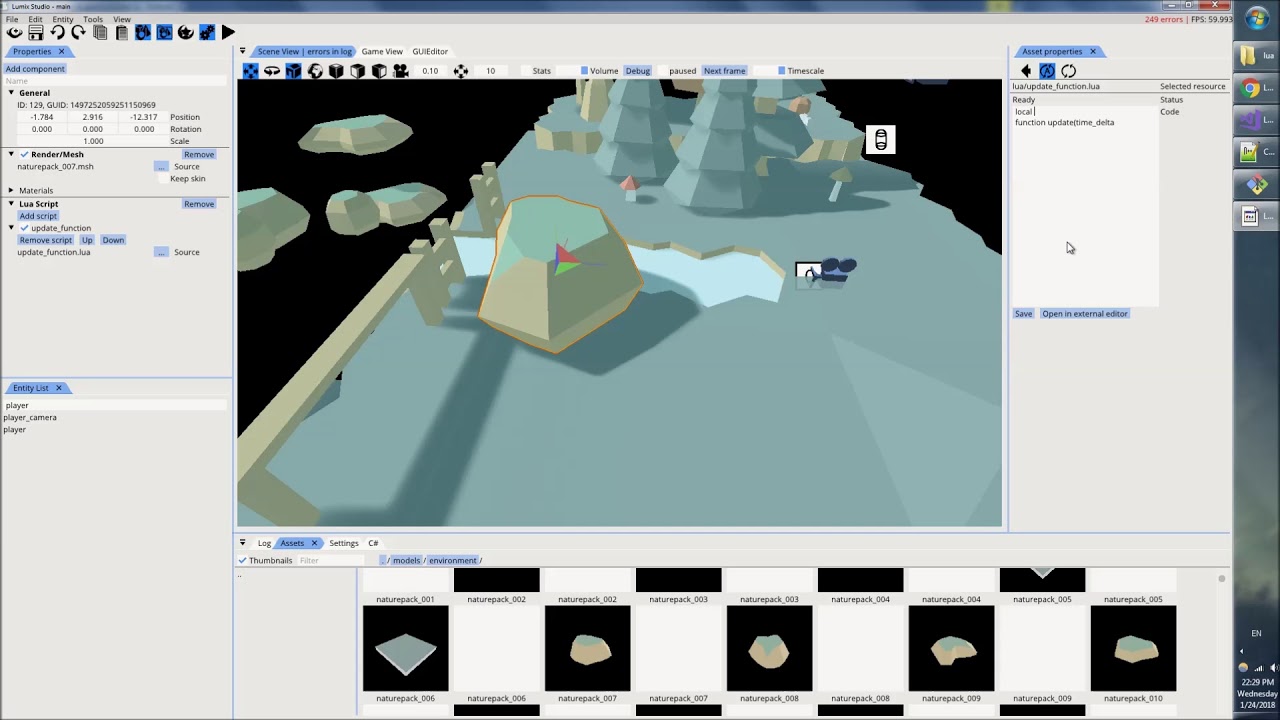 Lumix Engine Manual - update function in Lua