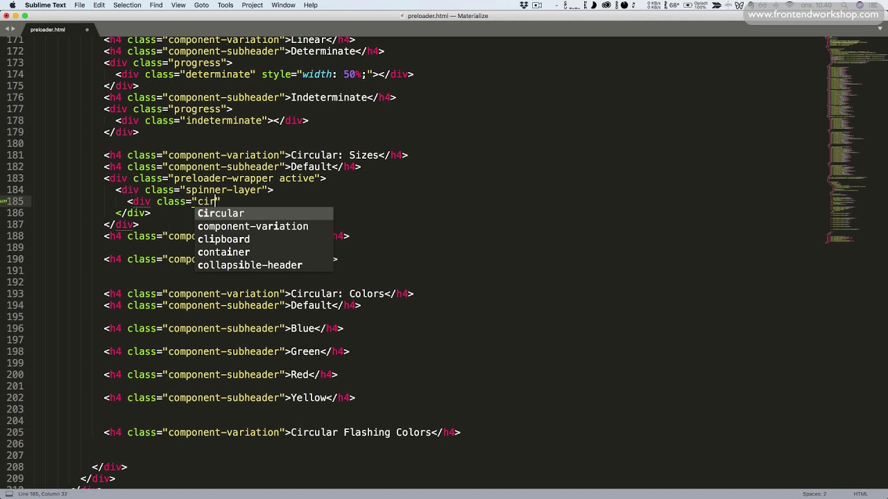 Materialize: Components – Preloader