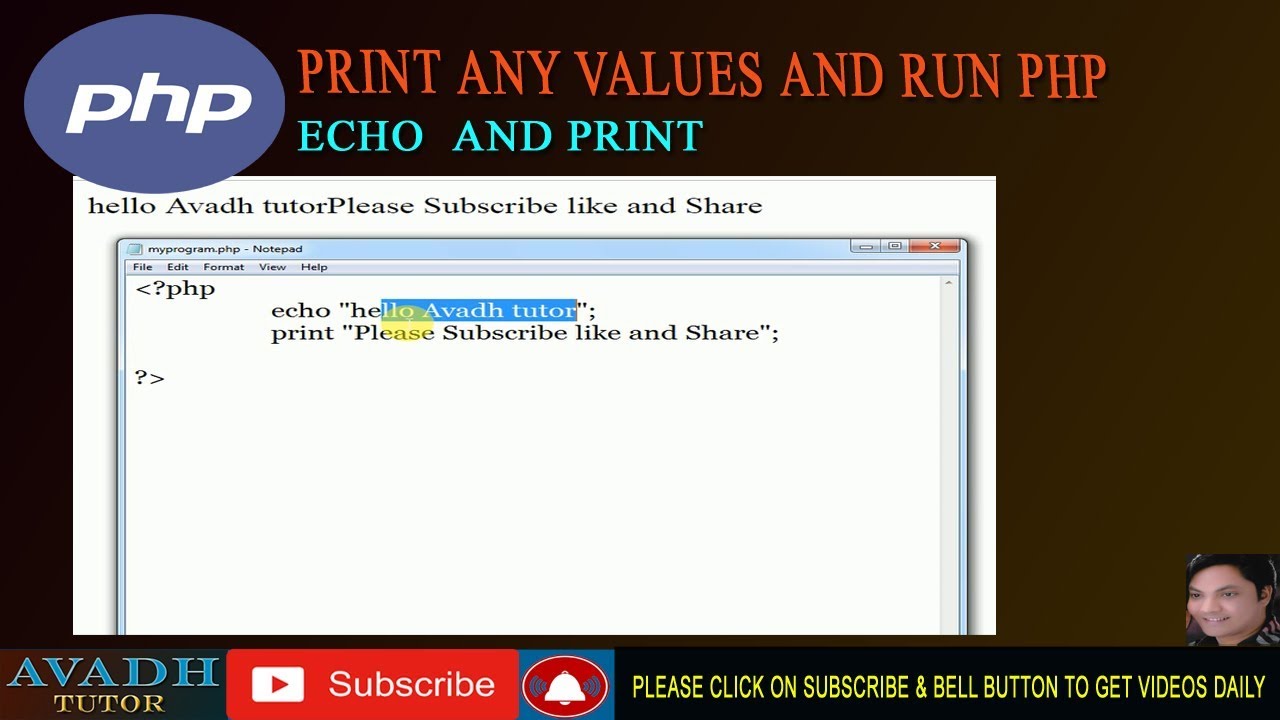echo statement in php | run php code | print statement in php | php tutorial