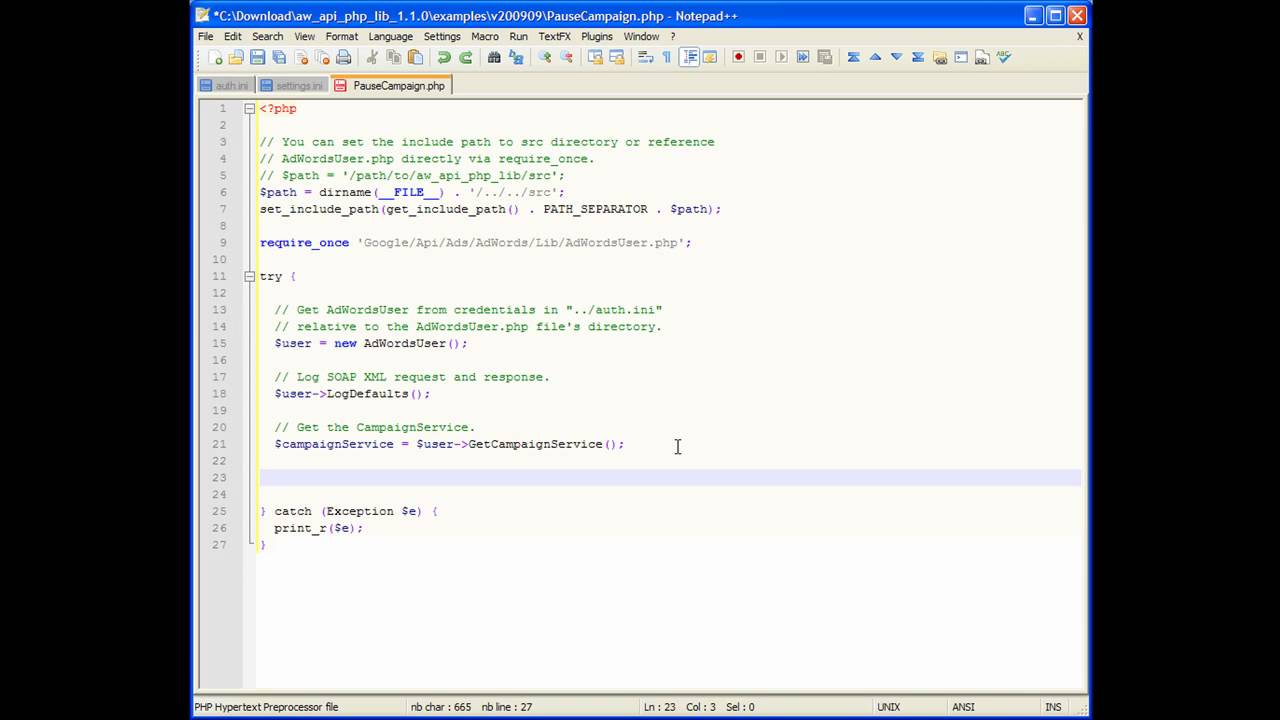 Getting Started with the AdWords API PHP Client Library