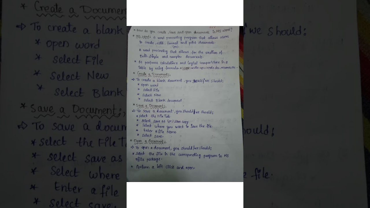 how do you create, save, open documents in MS word? in simple ans #WordProcessing   #MicrosoftWord