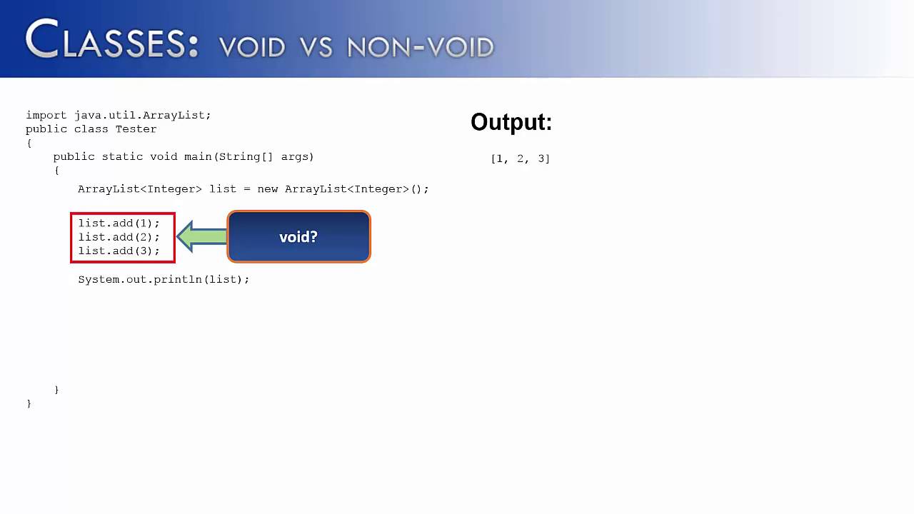 Classes Part 8: Void vs Non-Void (Java)