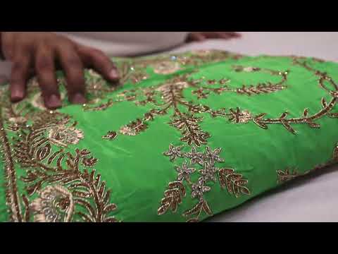 ARNG-3901 “The True Green” Premium Designer Saree||Crepe Fabric||Zardozi||Crystals Stones