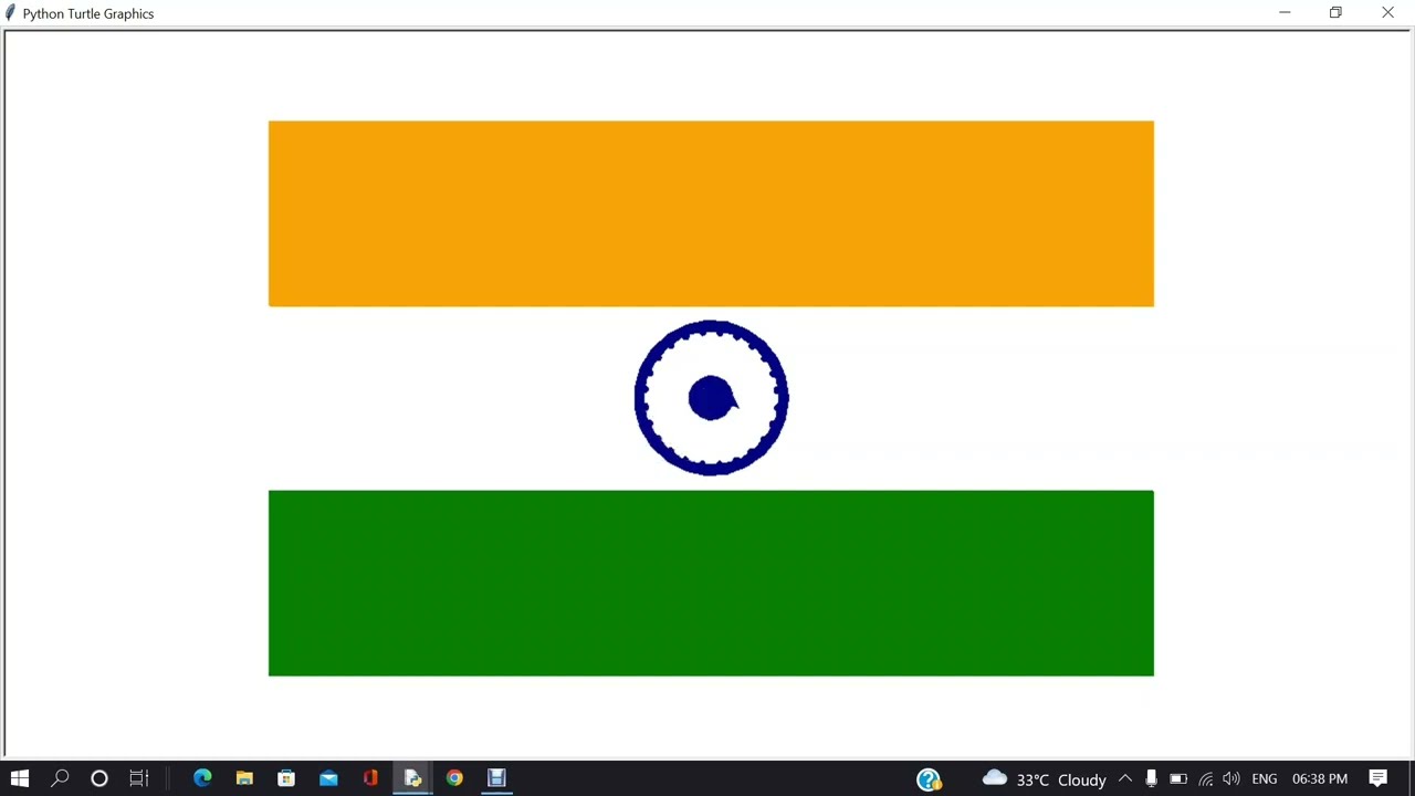 Indian Flag | Python Turtle | Source Code | Python Programming | India