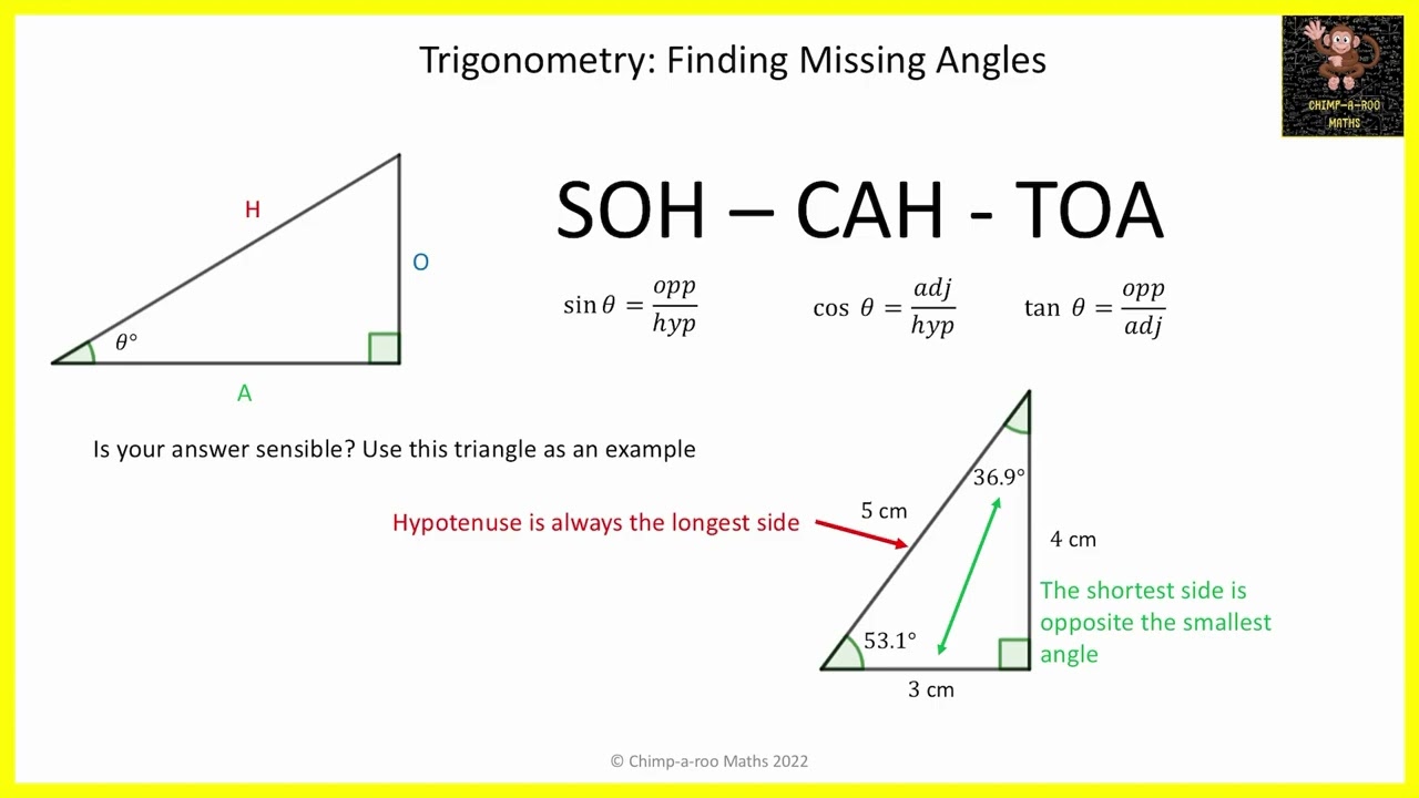 Trigonometry - Finding missing angles in right angled triangles