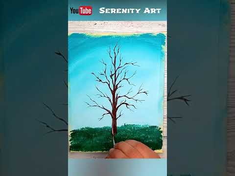 AUTUMN Tree with falling leaves π EASY ACRYLIC WoW Art Ideas #shorts
