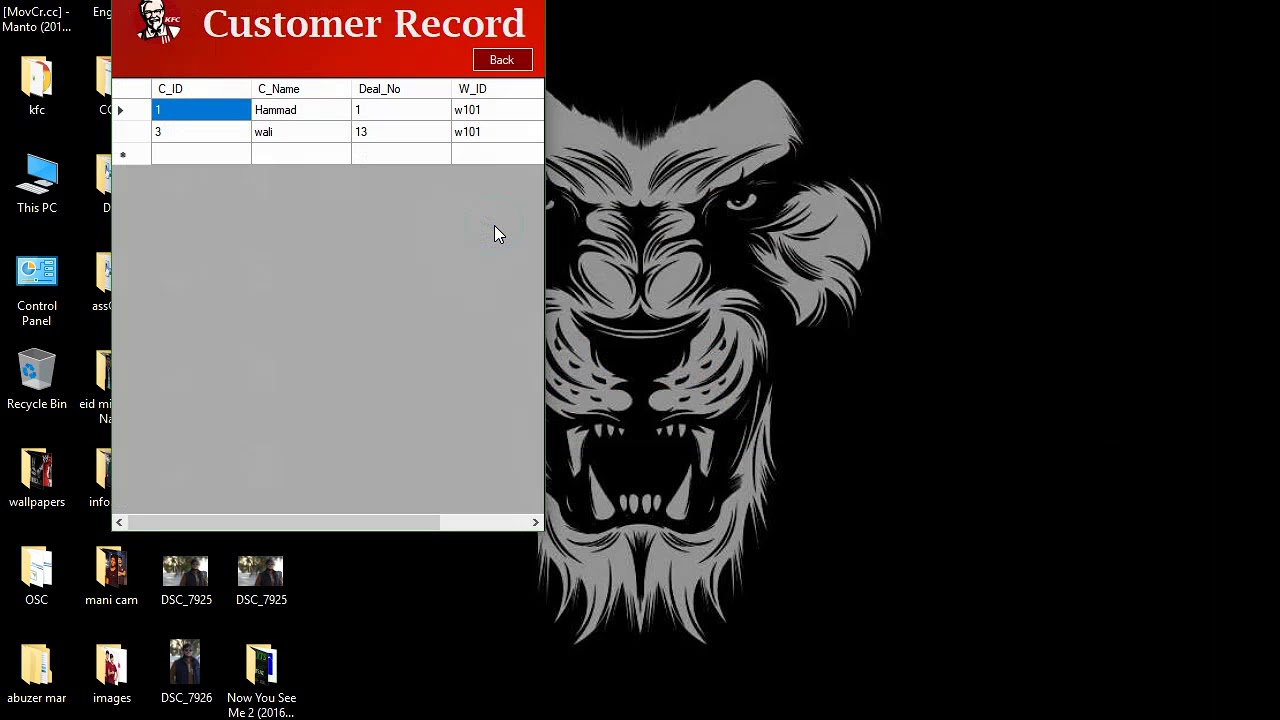 KFC Database Management System | Hammad Wali | 029
