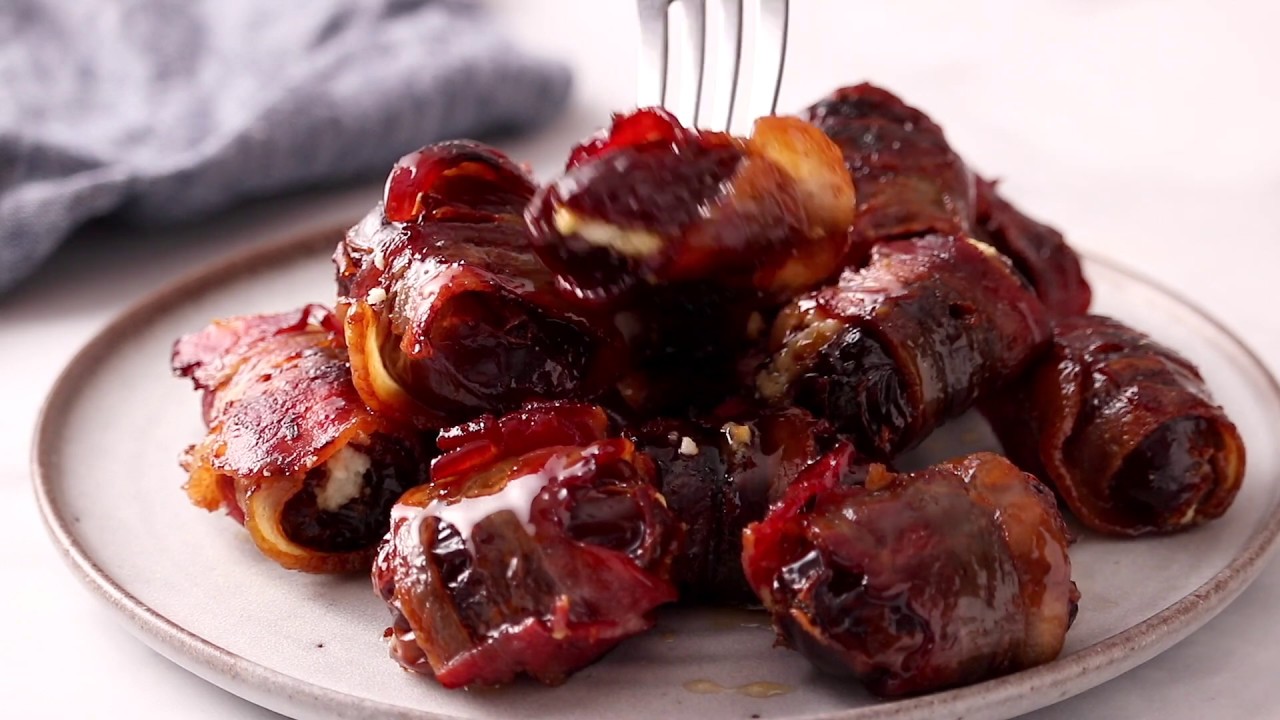 Bacon Wrapped Dates with Goat Cheese