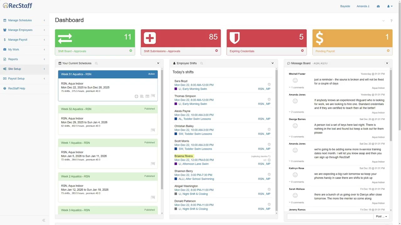 RecStaff - Shift Submission Overview