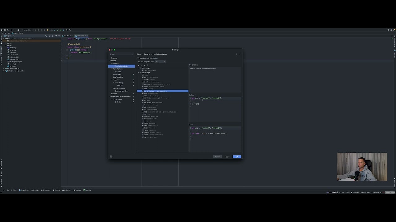 WebStorm Postfix Completion