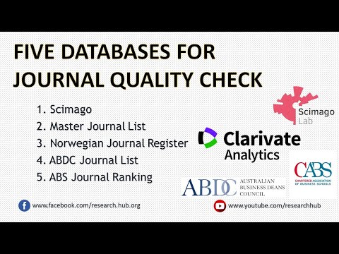 Journal Quality Check | Scimago, Master Journal List, Norwegian Register, ABDC List, ABS Ranking