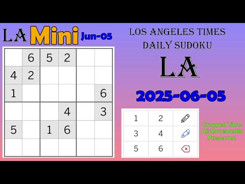 Los Angeles Times Daily Sudoku 2025-06-05 2167 Mini