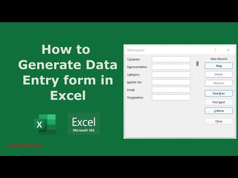 Creating Easy Data Entry Forms in Excel