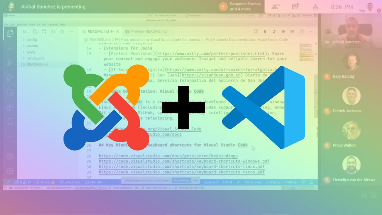 Joomla & Visual Studio Code - a session with Anibal Sanchez 6/03/2021