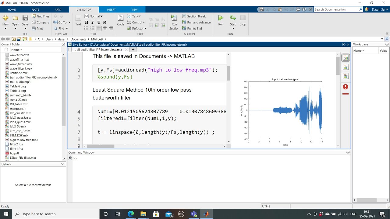 How to give recorded audio input to MATLAB?