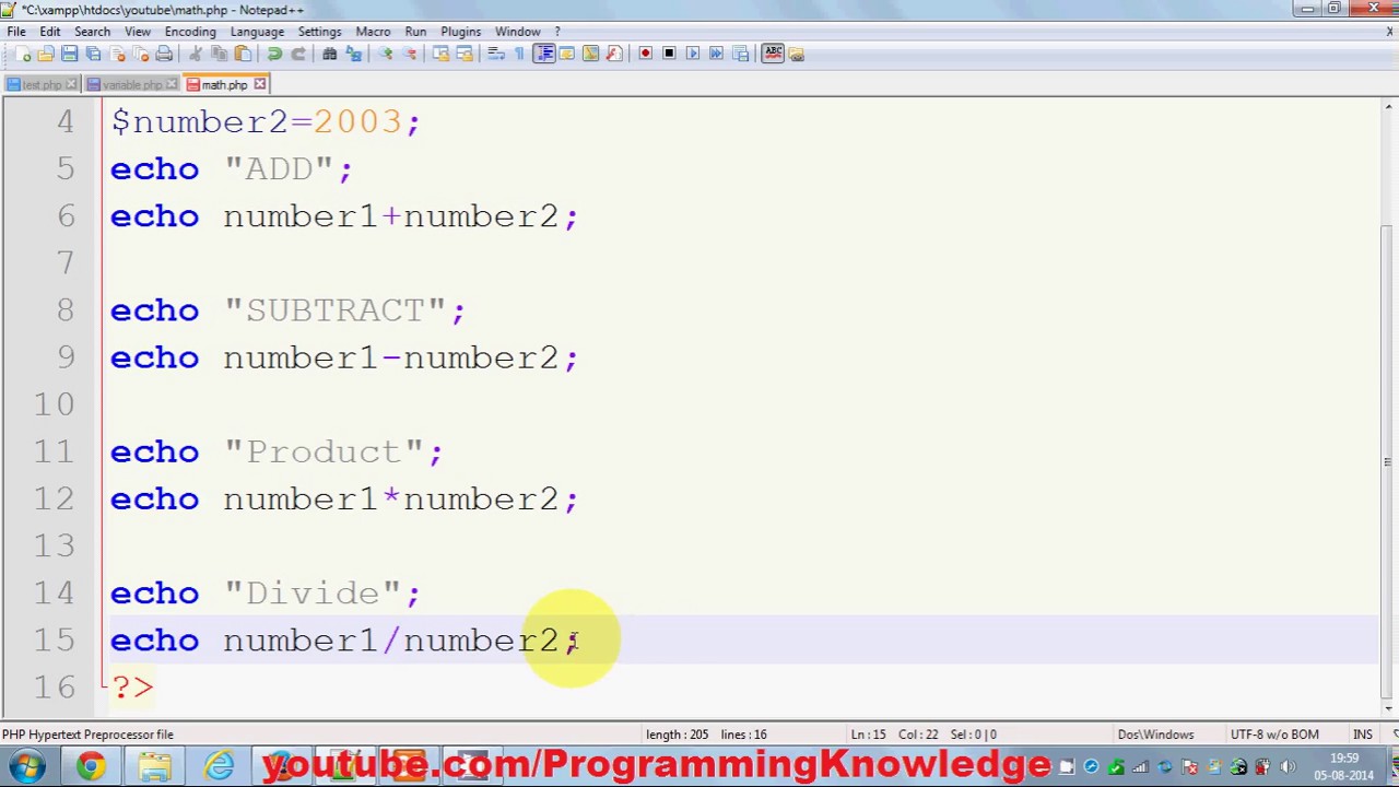 PHP Tutorial for Beginners 7 # Arithmetic operation