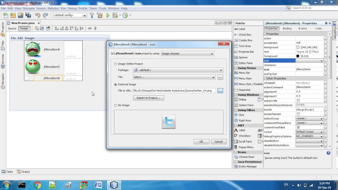 Menu Creation in NetBeans