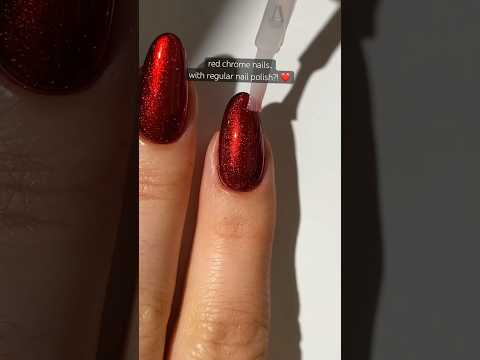 They turned out SO SPARKLY and nice! 💔🙈🍷 #chromenails #nailtutorial #diynails #rednails #shorts