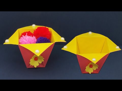 Easy Origami Trash Bin Tutorial | How To Make Paper Trash Bin | Origami ...