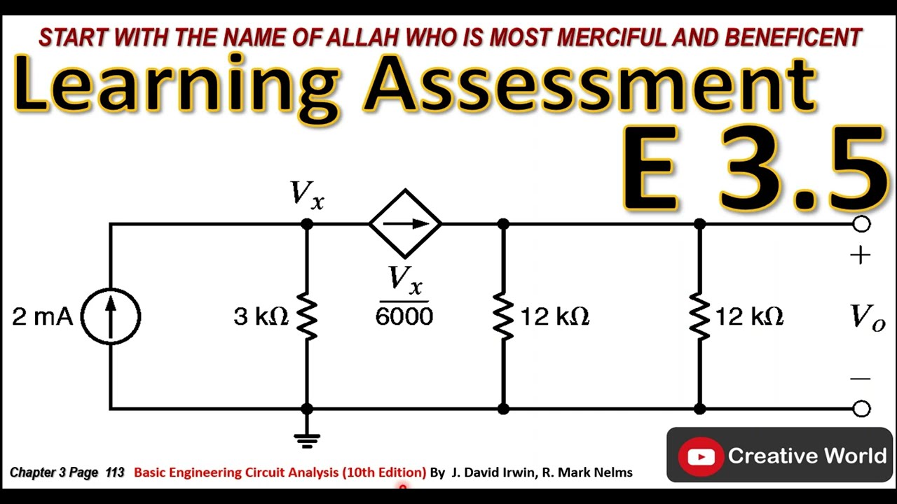 Chapter 3 Learning Assessment E 3.5 Solution | Nodal Analysis| Linear Circuit Analysis