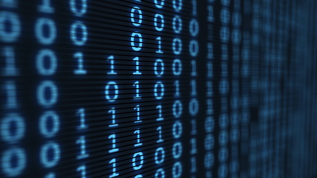 Footage 4K Blue Digital Binary Data On Computer Screen