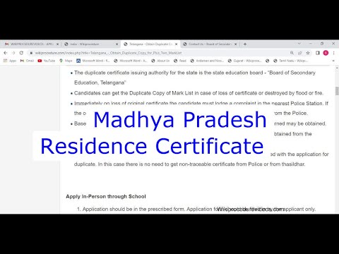 Madhya Pradesh - Obtain a Domicile or Residence Certificate