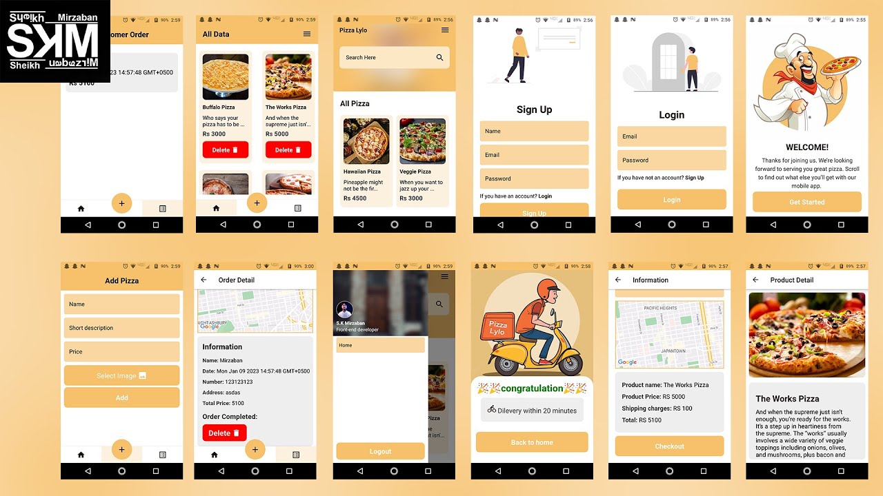 Pizza Application built using React Native