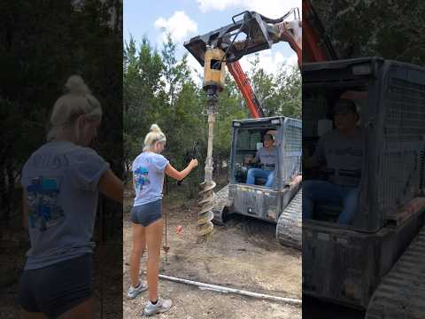 He’s always messing with me! Getting ready to set posts! #building #construction #diy #equipment