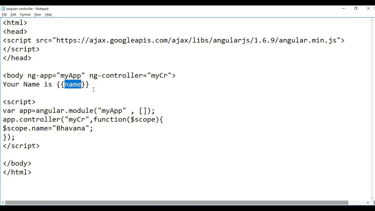 Simple Controller with $scope code using AngularJS