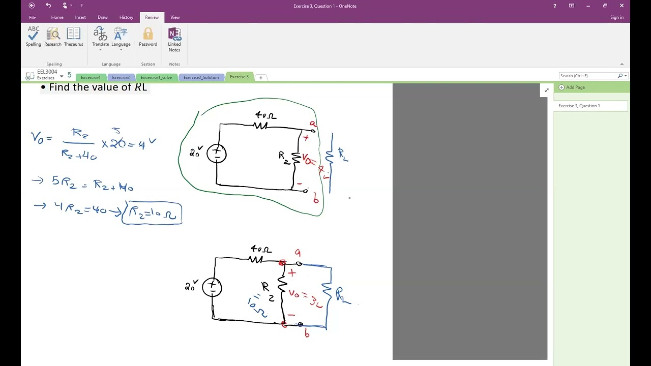 Linear Circuit 1, Exercise 3, Question 1 (Voltage Division)