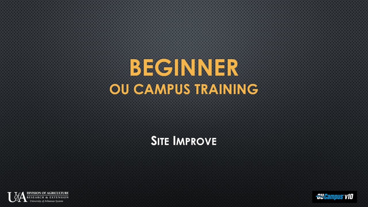 Beginner OU Training - SiteImprove