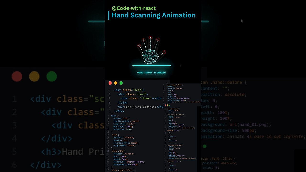 Hand Scanning Animation #code-with-react #css  #coding #shorts