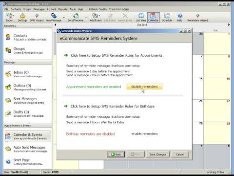 How to setup sms reminders for appointments