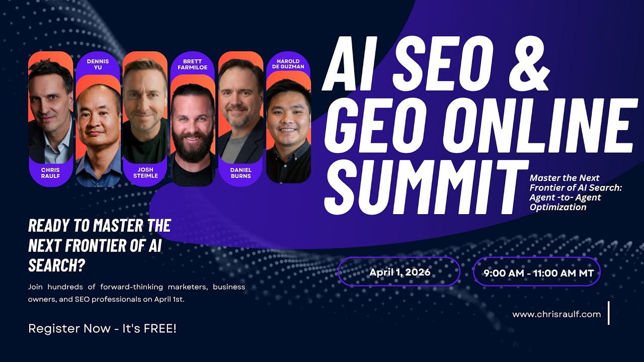 AI SEO & GEO Online Summit Live Stream (Recording of April 1, 2026 Live Event) Free AI Webinar