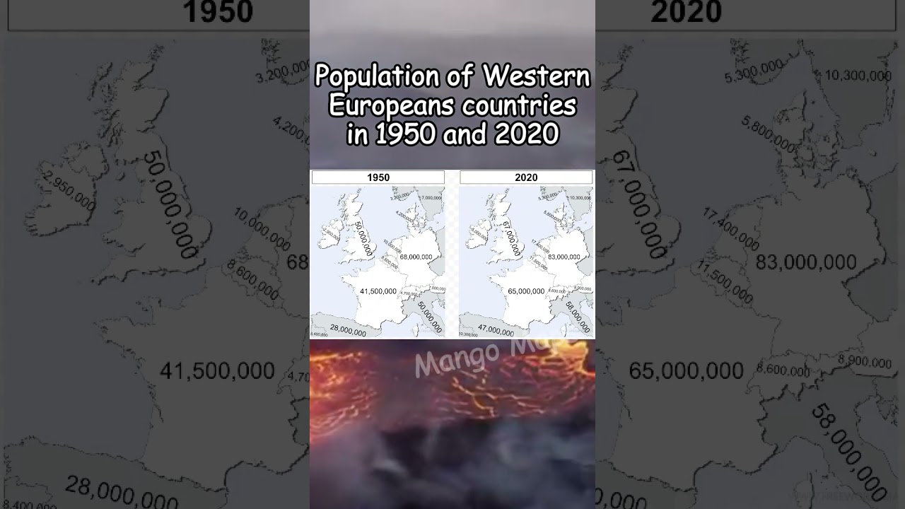 Population Western Europa countries in 1950 vs 2020 #shorts #map #mapping #Europe #serbia #history #