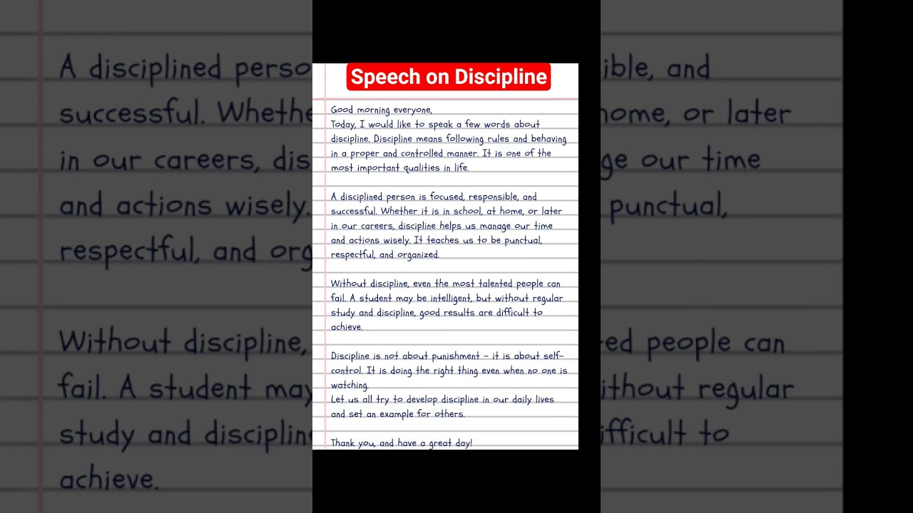 speech on discipline #speech #speechondiscipline