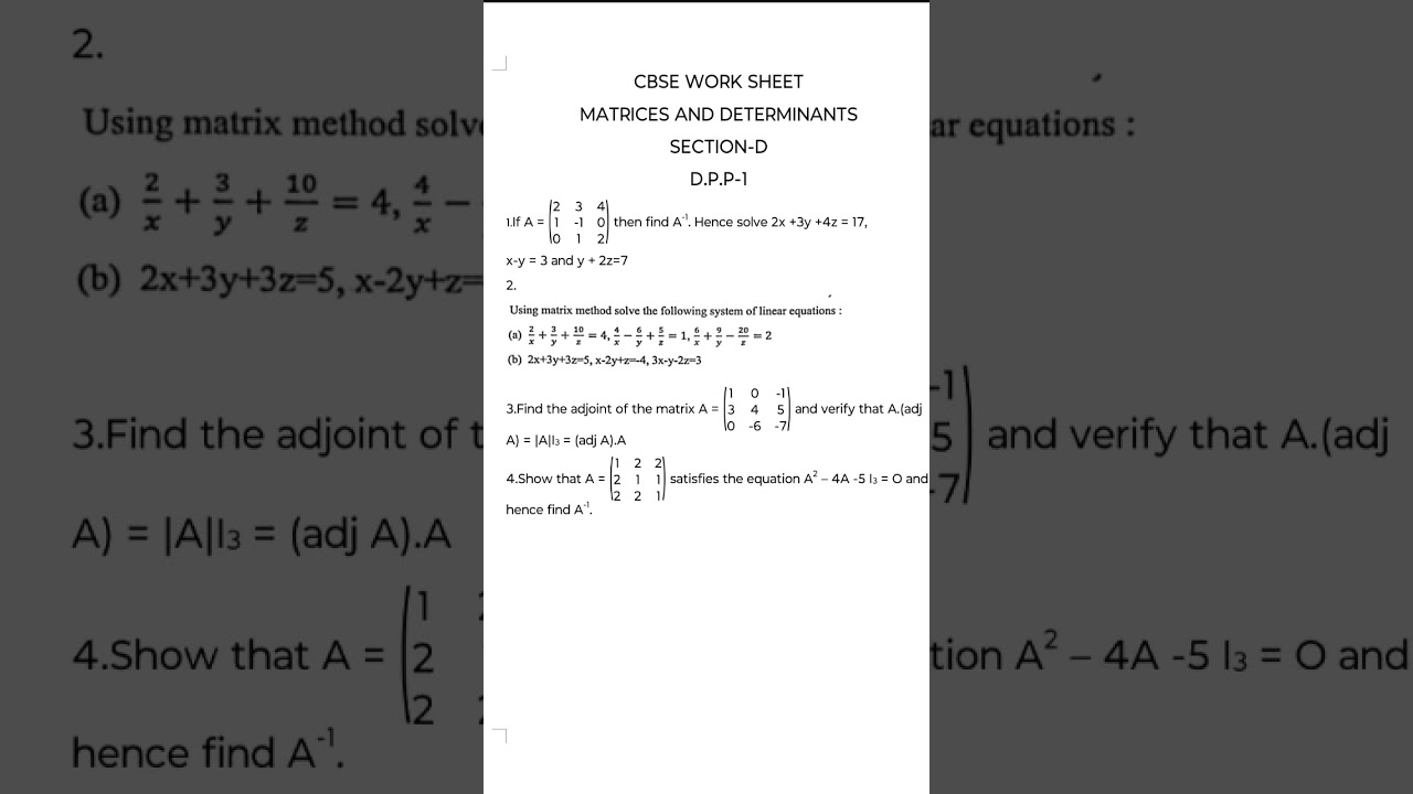 Maths Board  D.P.P-1#maths #12thcbse #xii #importantquestions#pdf in description
